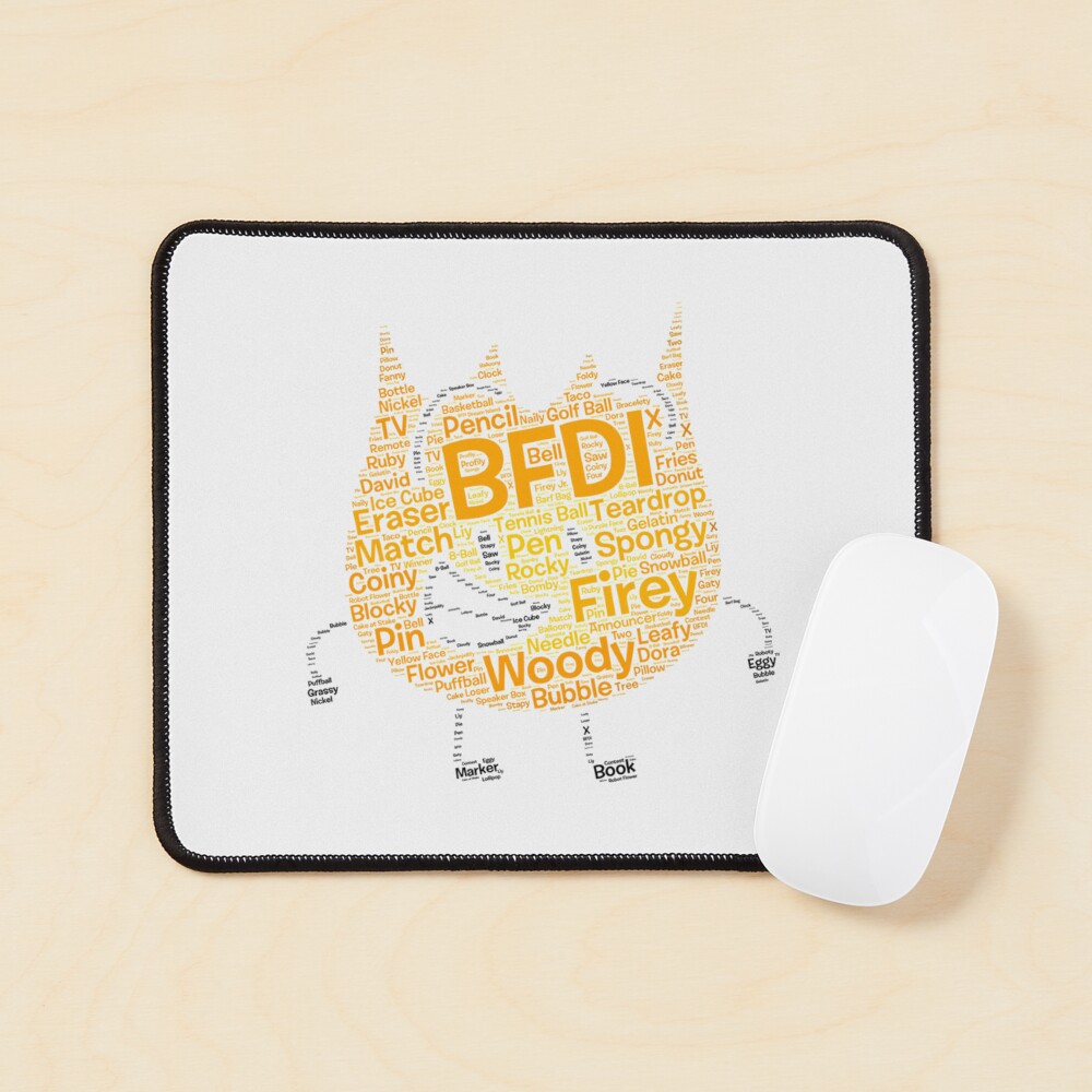 "BFDI Word Cloud Firey Shaped " Sticker for Sale by CharlesMohler85 ...