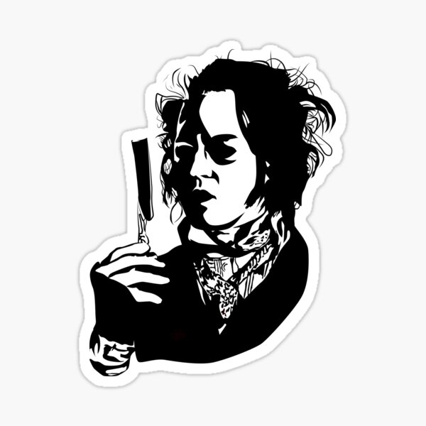 "Minimalist Sweeney Todd with razor" Sticker for Sale by bobbyvklein ...