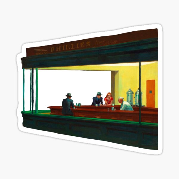 "Nighthawks by Edward Hopper" Sticker for Sale by ArtOfSilentium ...