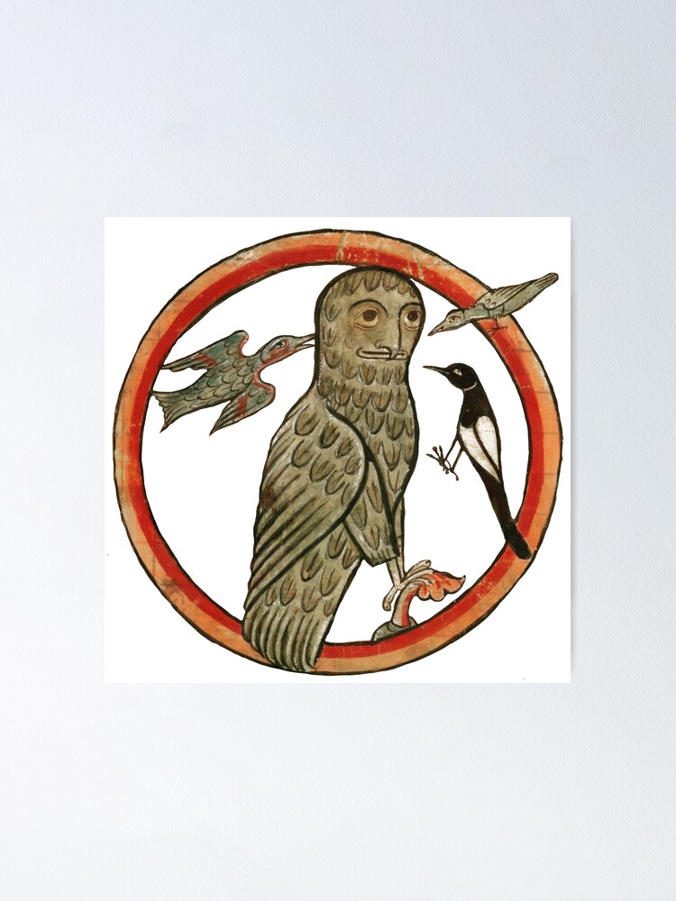 "Medieval art - "Owl with birds"" Poster for Sale by ArtOfSilentium ...