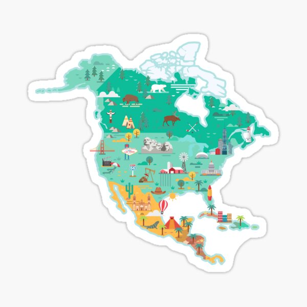 "Map of North America " Sticker for Sale by Antikwar | Redbubble