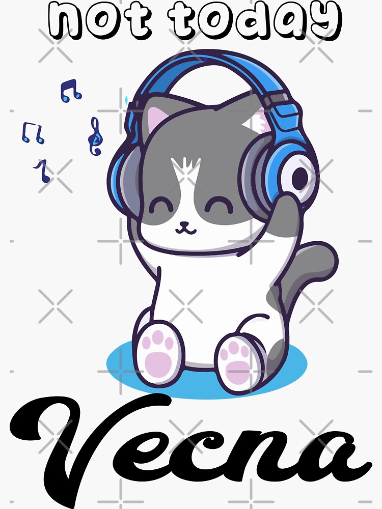 "Not today Vecna Cute Cat With Headphones" Sticker for Sale by ...