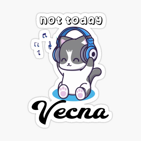 "Not today Vecna Cute Cat With Headphones" Sticker for Sale by ...