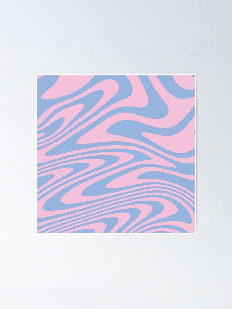 "Groovy liquid swirl trendy pastel pink and blue retro style" Poster ...