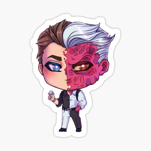 "Chibi Two-Face" Sticker for Sale by Kalech-Art | Redbubble