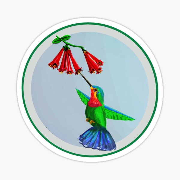 "Hummingbird and Honeysuckle" Sticker for Sale by VerdeDoodleDuck ...