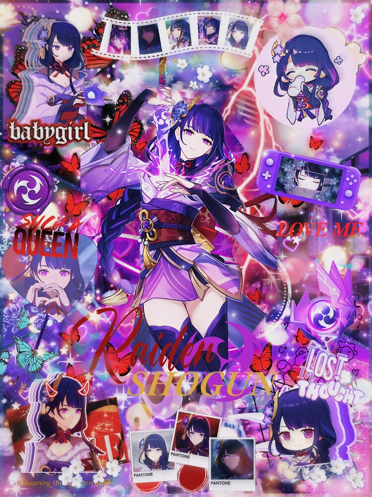 "Raiden Shogun collage" Sticker for Sale by wickedwaifu | Redbubble