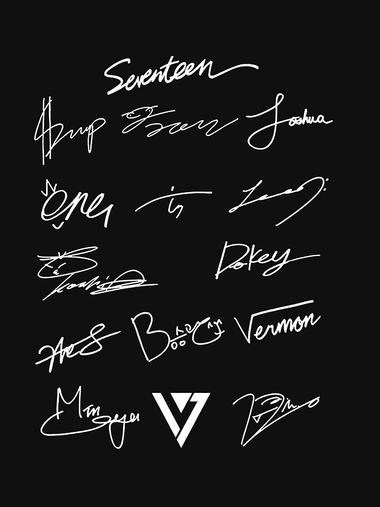 "SEVENTEEN T Shirt (Signature), Kpop Rock T Shirt, Seventeen (Kpop ...