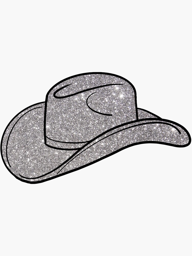 "Silver Glitter Cowboy Hat " Sticker for Sale by Margeauxriehm | Redbubble