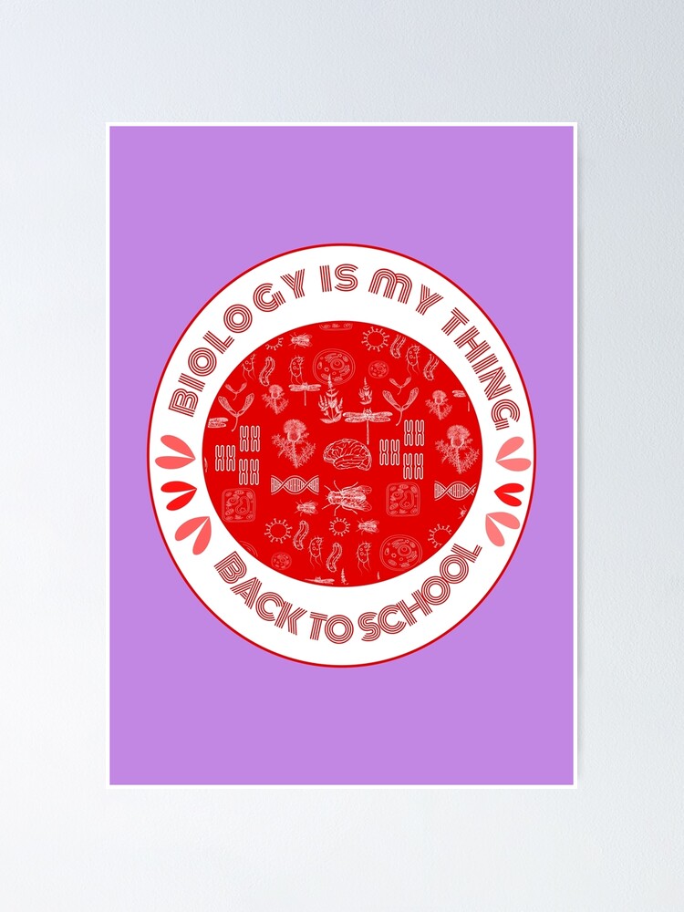 "Cute Biology Doodles Design Drawn with White Ink on the Red Background ...