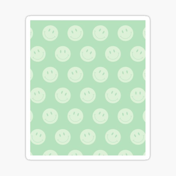 "Sage Green, Smile, Happy Face, Pattern, Smile Face Aesthetic" Sticker ...