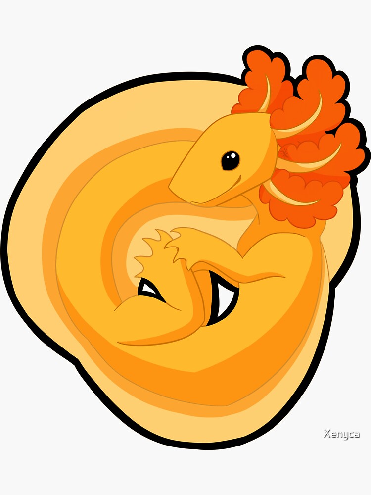 "Gold Axolotl" Sticker for Sale by Xenyca | Redbubble