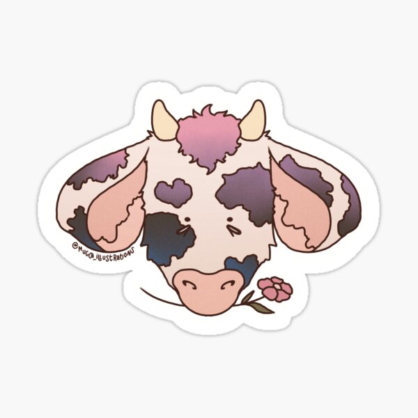 "Raspberry Cow" Sticker for Sale by MuccaIllustrate | Redbubble