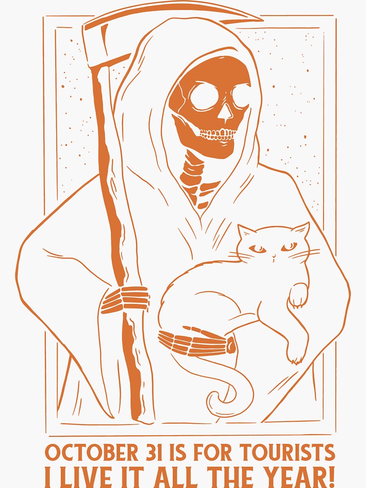 "Grim reaper and black cat " Sticker for Sale by Stickerwars1977 ...