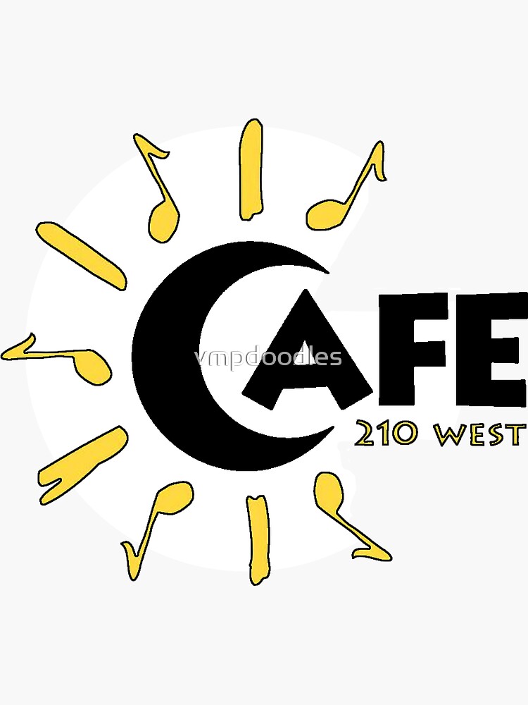 "Cafe 210 West" Sticker for Sale by vmpdoodles | Redbubble