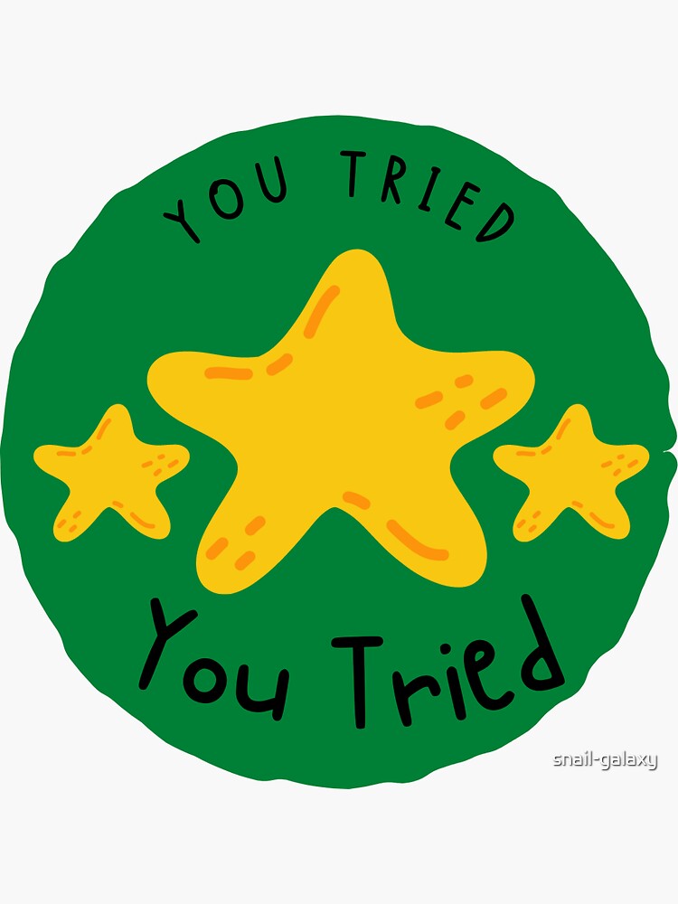 "you tried award stars - dark green" Sticker for Sale by snail-galaxy ...