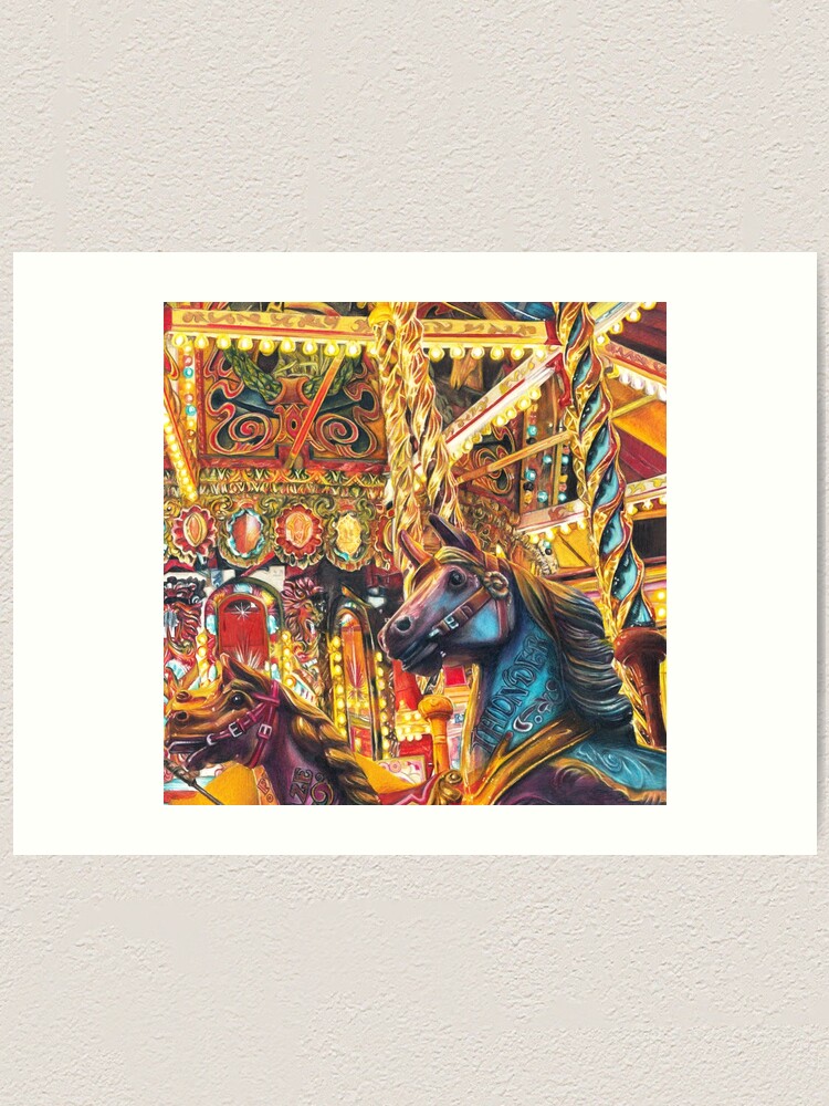"Fairground Ride Carousel Horses" Art Print for Sale by SemaMartinArt ...