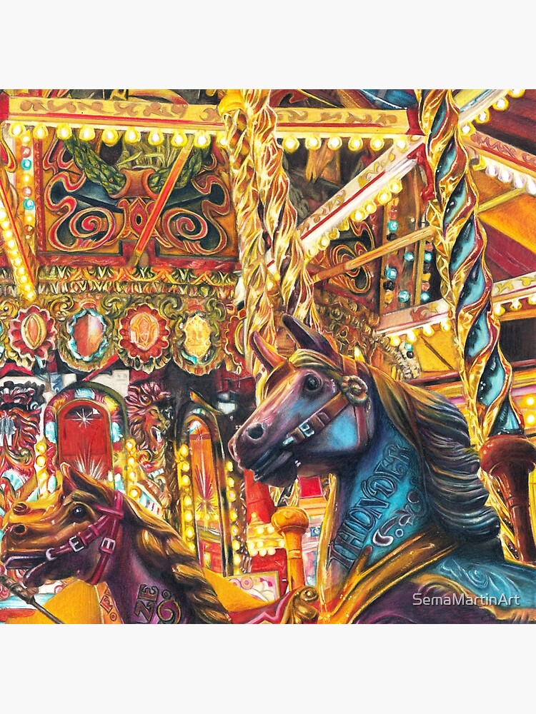"Fairground Ride Carousel Horses" Art Print for Sale by SemaMartinArt ...