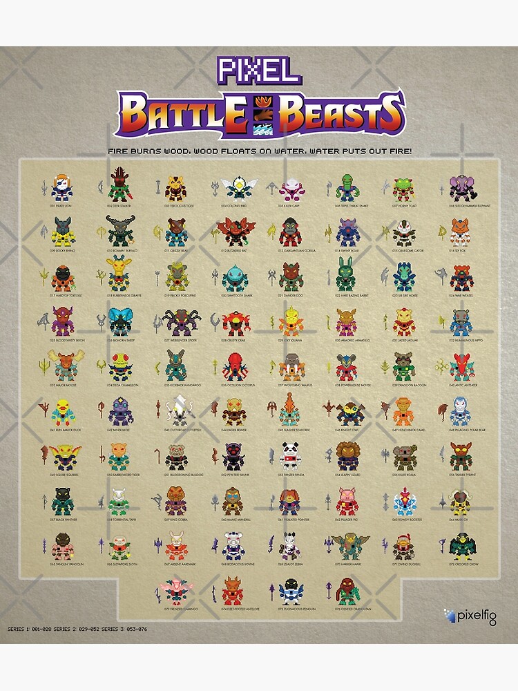"Pixel Battle Beasts Poster (Series 1, 2 and 3) II" Poster for Sale by ...