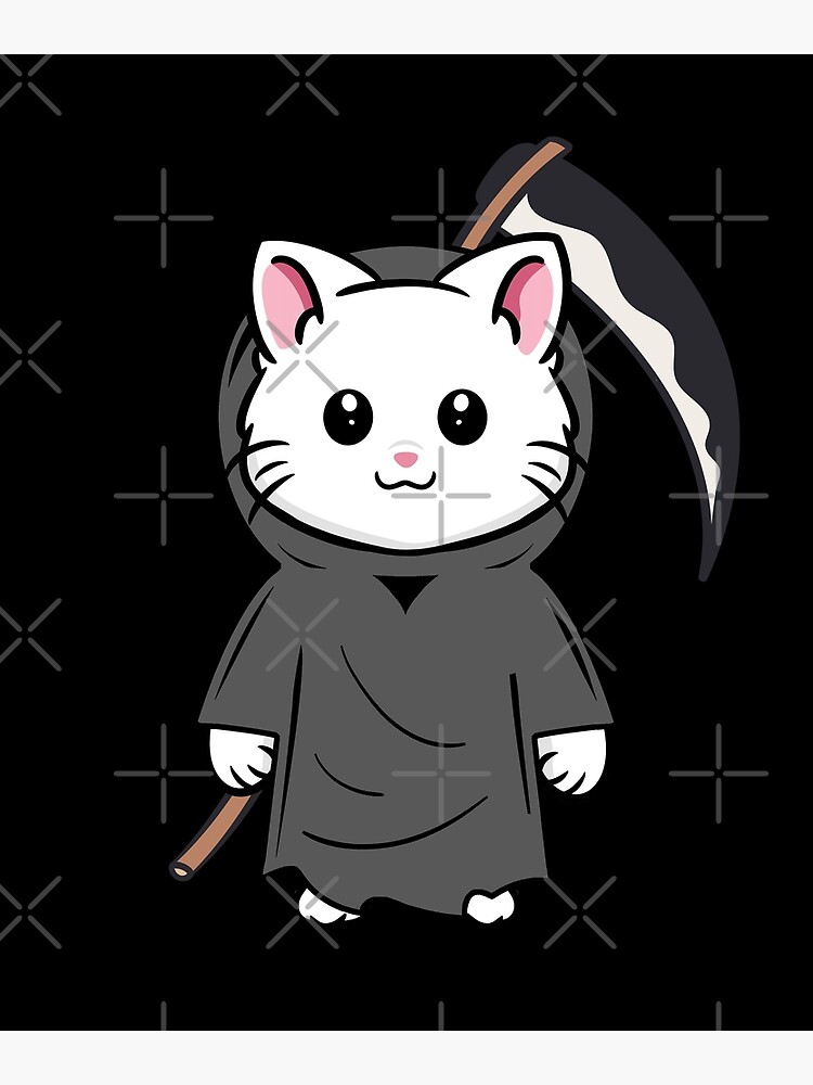 "Cute Grim reaper White Kitty Cat" Poster for Sale by OtillieArt ...