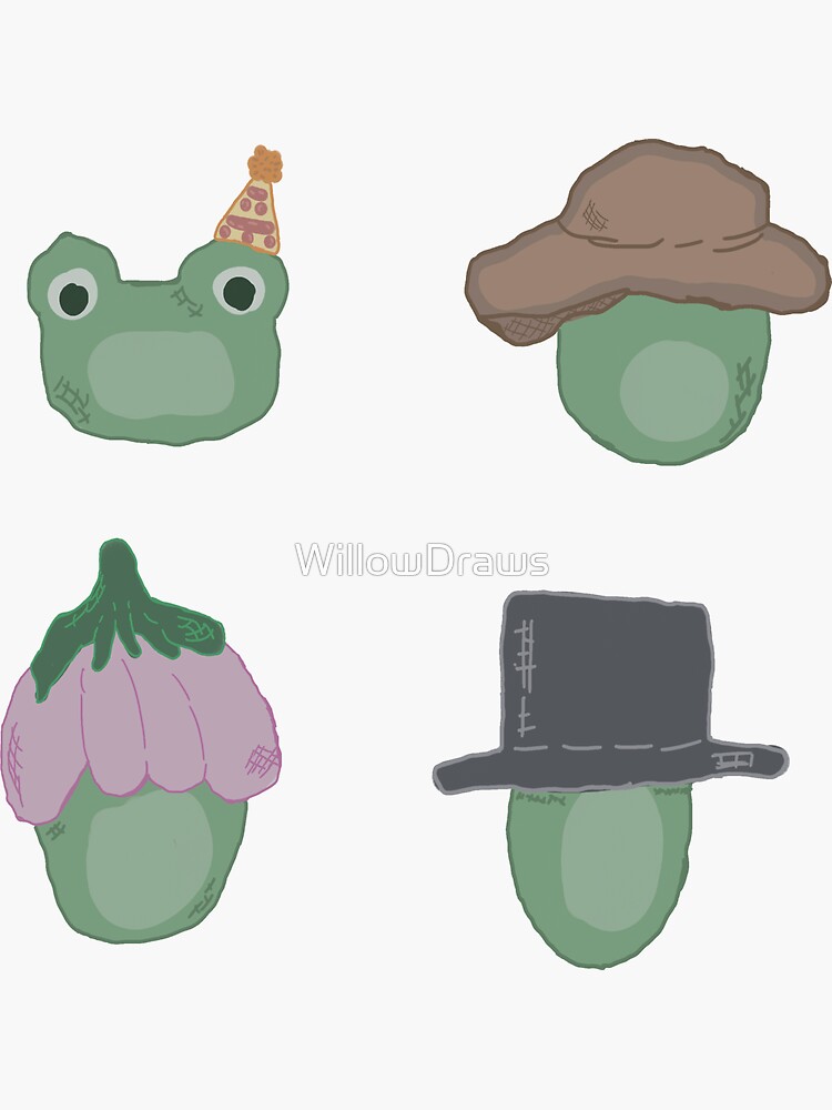 "Frogs in Hats" Sticker for Sale by WillowDraws | Redbubble