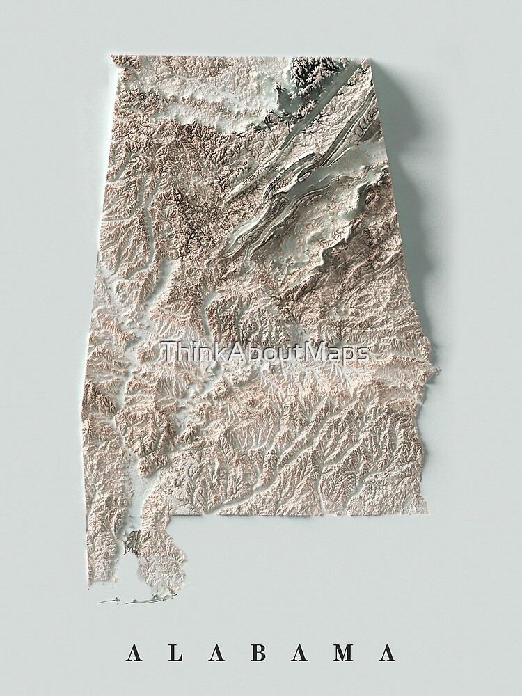 "Alabama Relief Map 3D digitally-rendered" Poster for Sale by ThinkAboutMaps | Redbubble