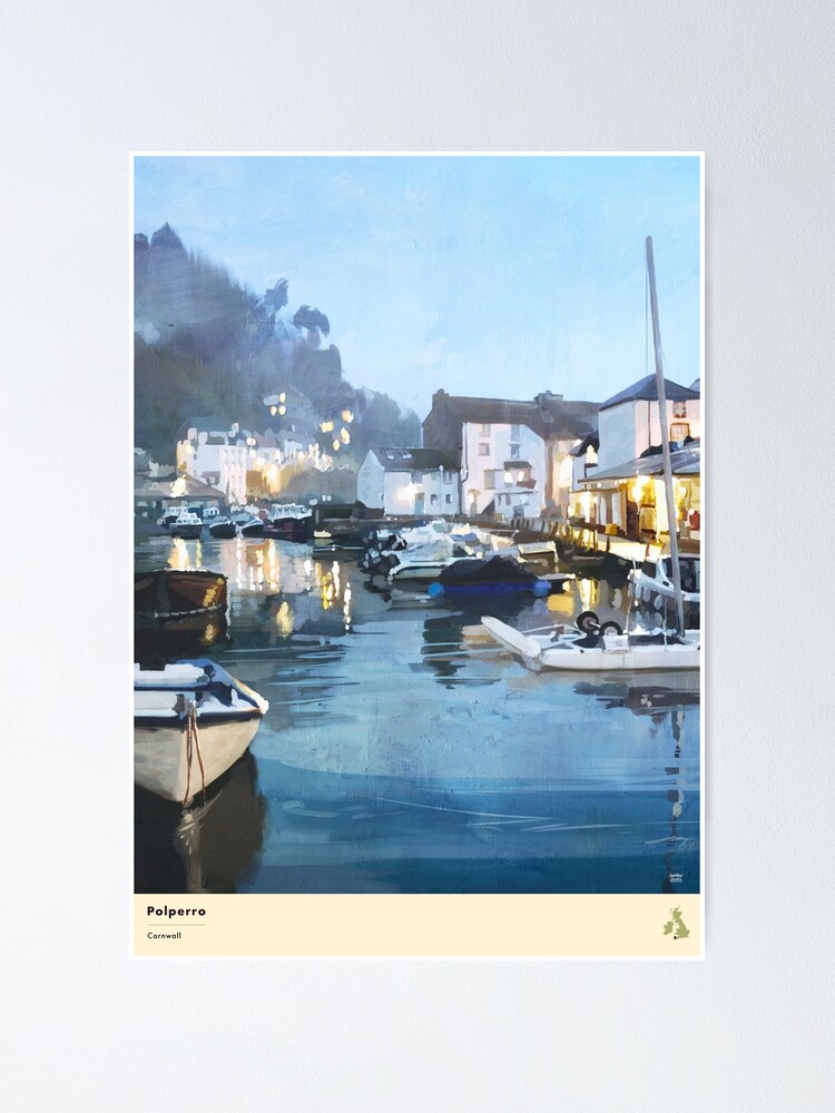 "Polperro, Cornwall, Travel poster (Portrait)" Poster for Sale by ...