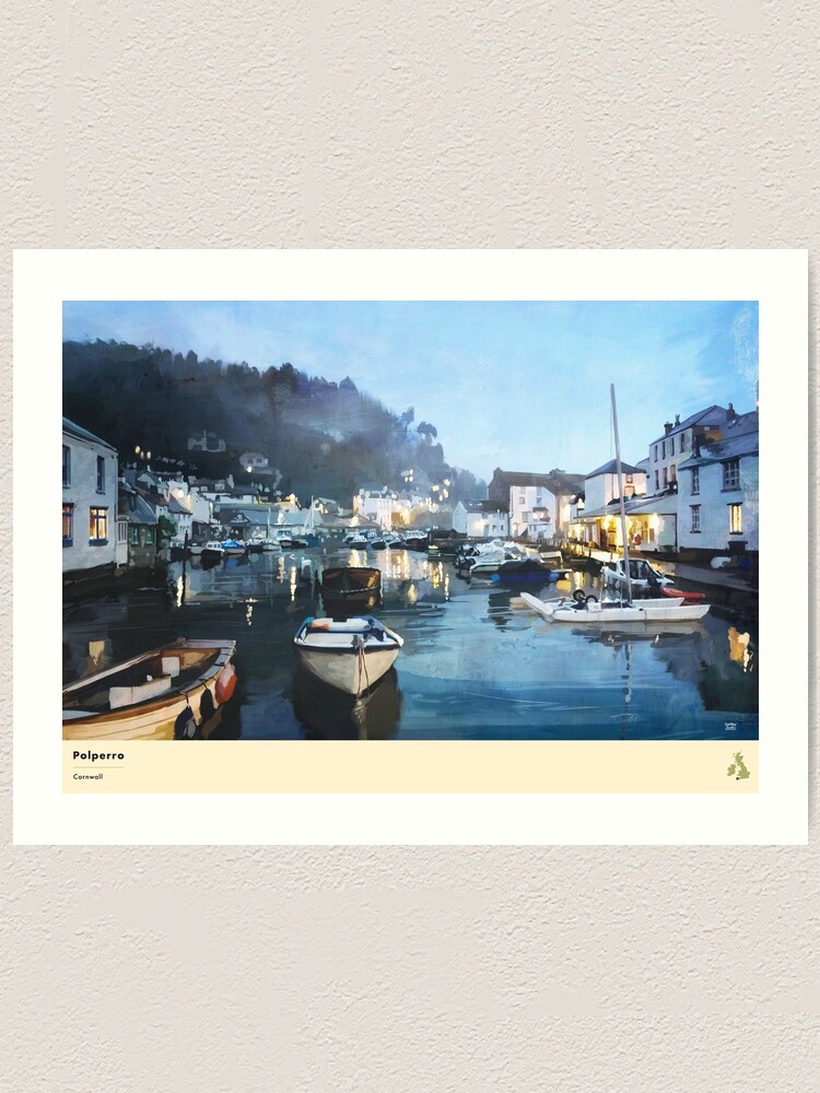 "Polperro, Cornwall, Travel poster (Landscape)" Art Print by ...