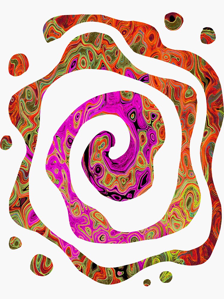 "Hot Pink Groovy Abstract Retro Liquid Swirl" Sticker for Sale by ...