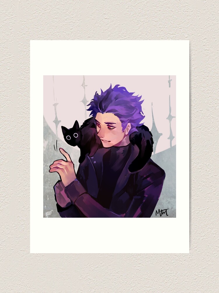 "Hitoshi Shinsou + Cat" Art Print for Sale by LadyMeowsith | Redbubble