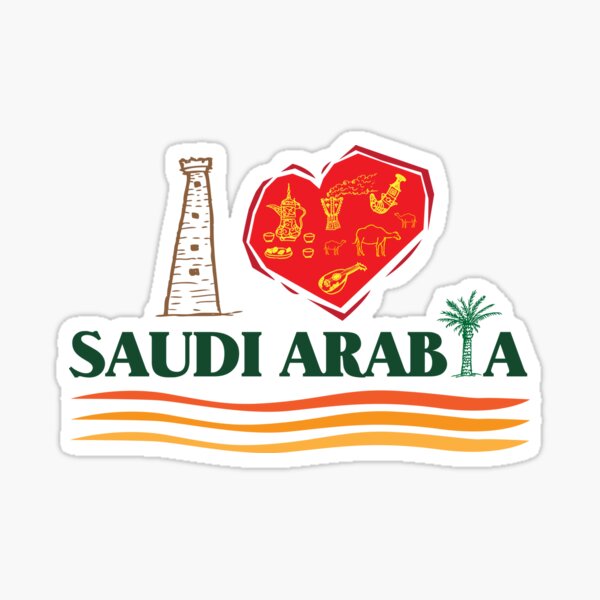 "I Love Saudi Arabia with Cultural Icons" Sticker for Sale by ...