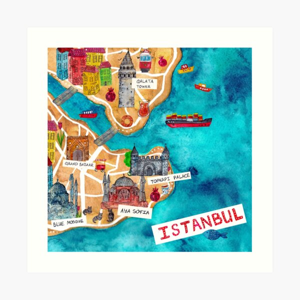 "Illustrated map of Istanbul " Art Print by AigulLittleA | Redbubble
