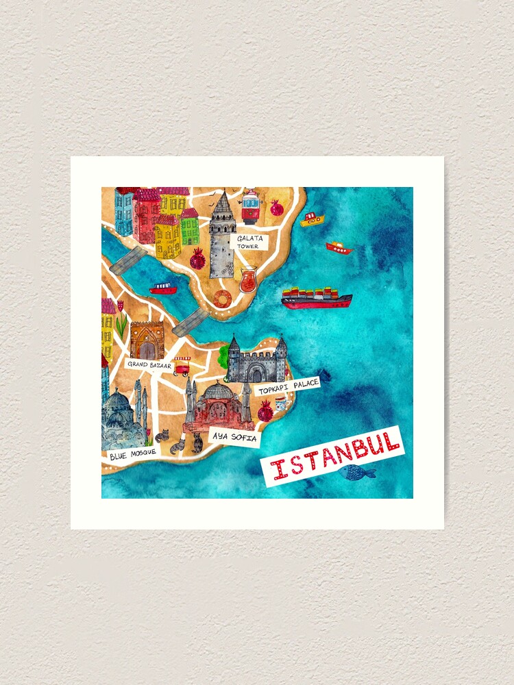 "Illustrated map of Istanbul " Art Print by AigulLittleA | Redbubble