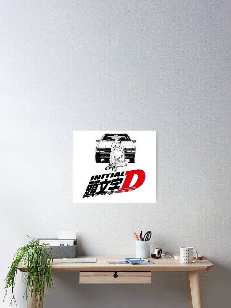 "Initial D Takumi AE86 (black font)" Poster for Sale by TylerB555 ...