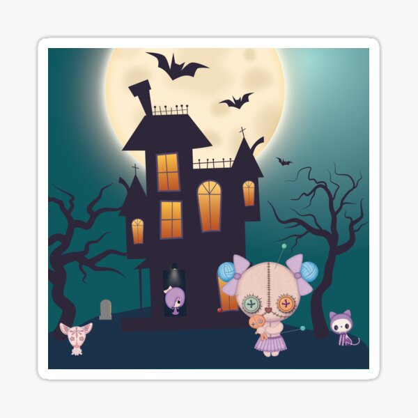 "Voodoo Pastel Goth Halloween Scene with Teal Sky" Sticker for Sale by ...