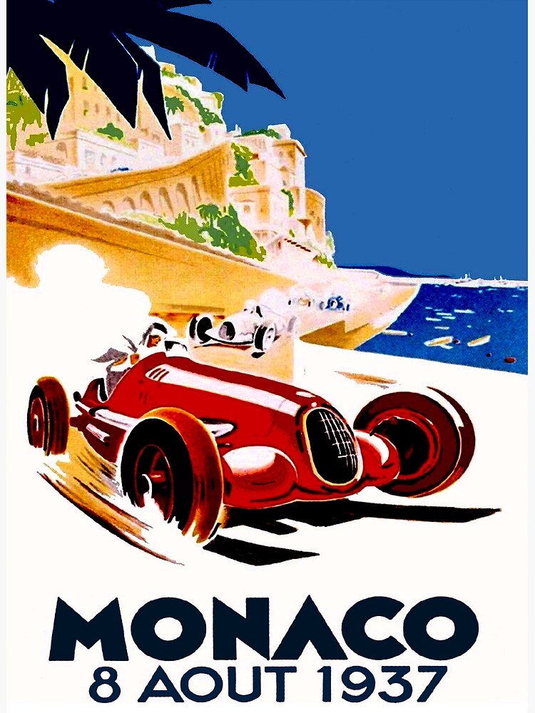 "MONACO GRAND PRIX; Vintage Auto Racing Advertising Print" Art Print by ...