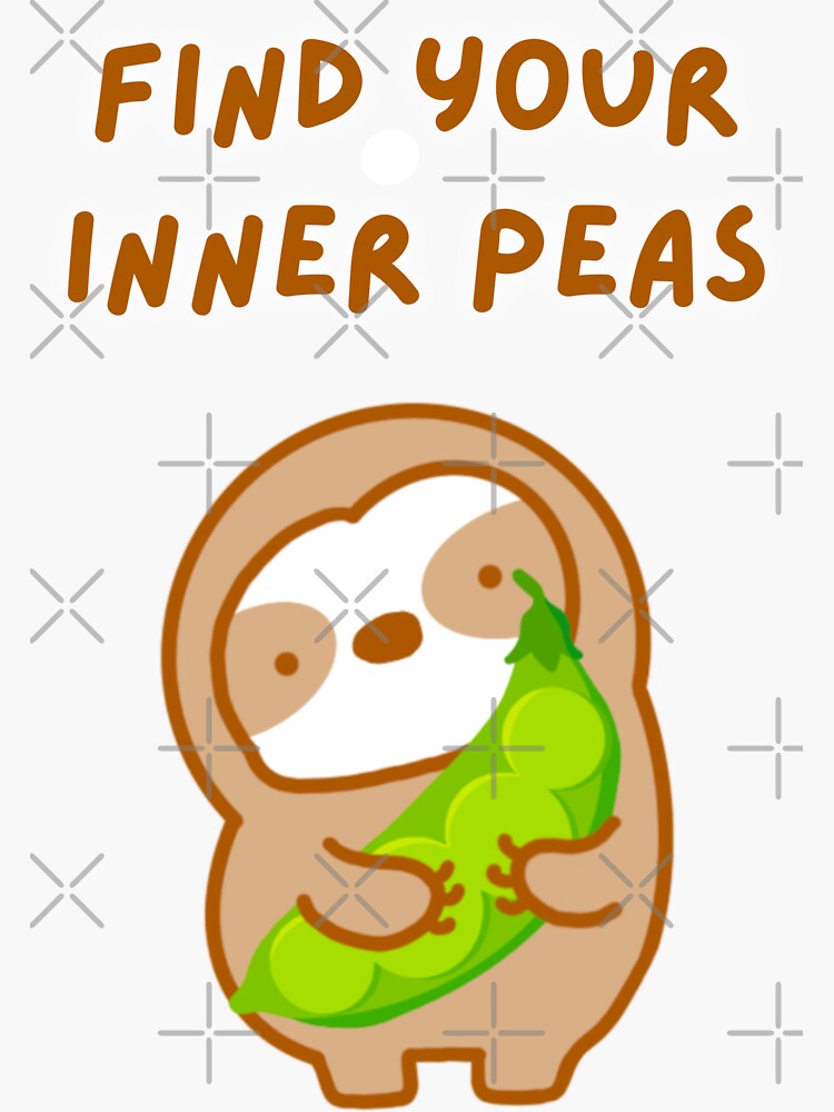 "Find Your Inner Peace Peas Sloth" Sticker for Sale by theslothinme ...
