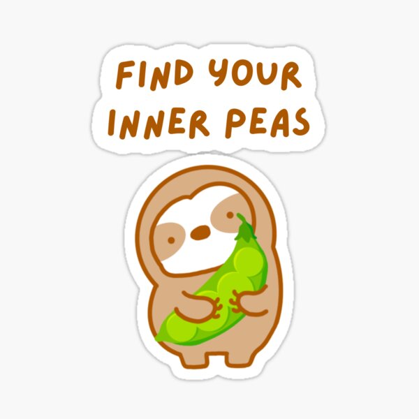"Find Your Inner Peace Peas Sloth" Sticker for Sale by theslothinme ...