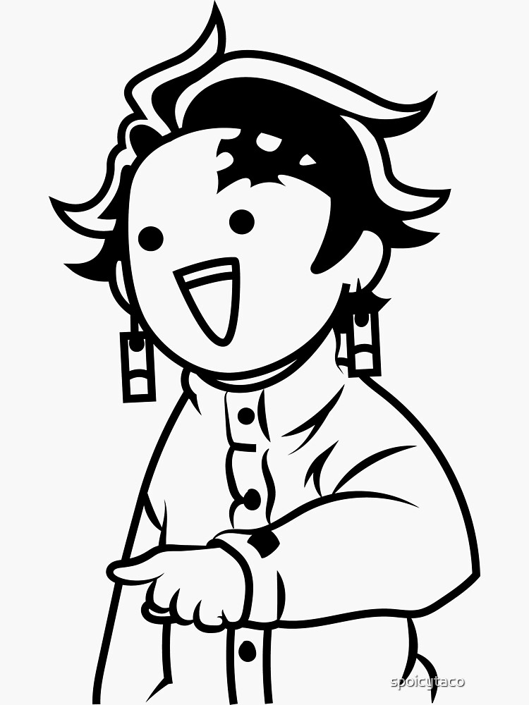 "Tanjiro pointing and laughing" Sticker for Sale by spoicytaco | Redbubble