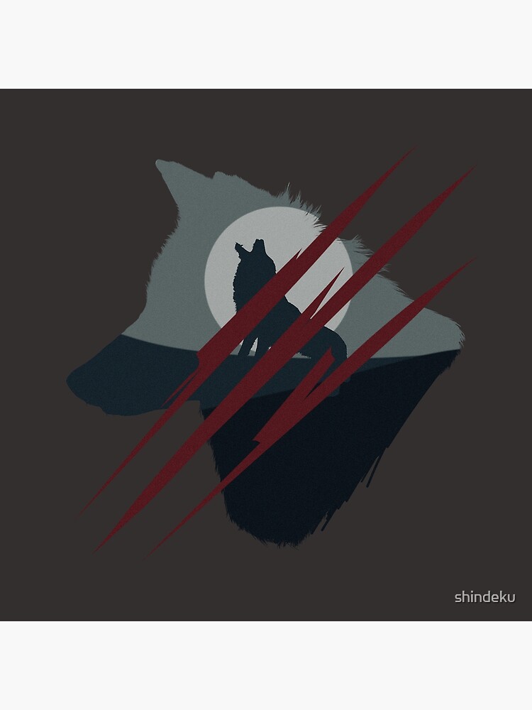 "Silhouette Wolf Head with Howling Wolf Inside (With Claw Mark)" Poster ...