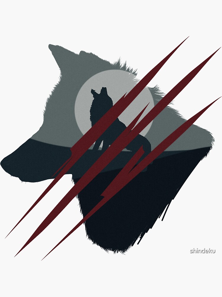 "Silhouette Wolf Head with Howling Wolf Inside (With Claw Mark ...