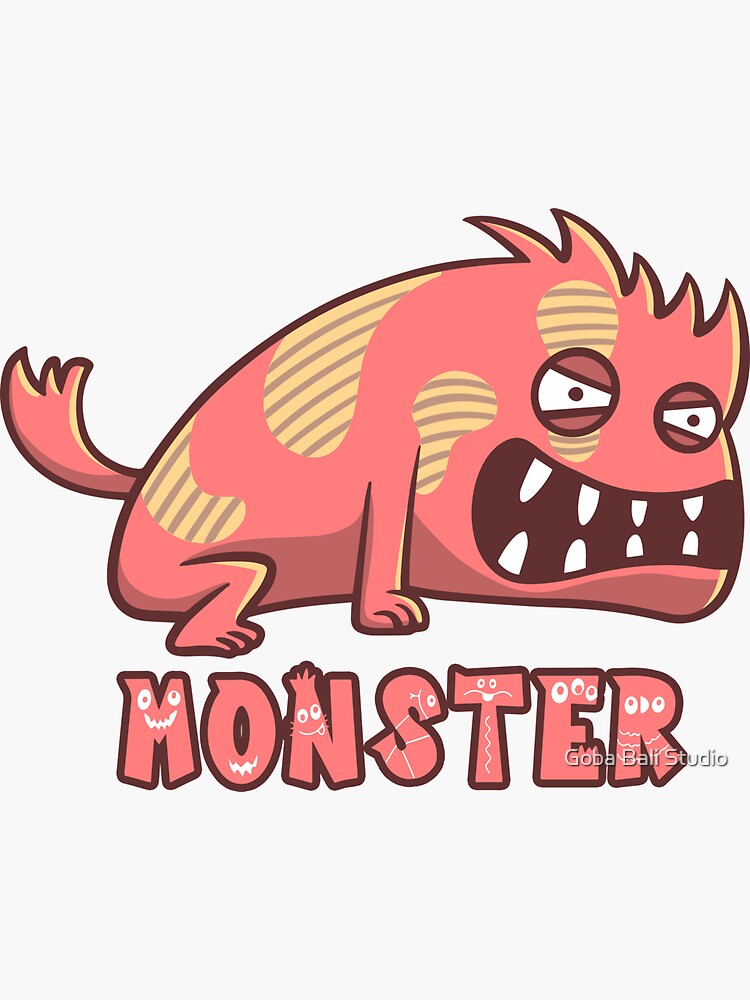 "Angry Red Dog Monster Text" Sticker for Sale by yudabento | Redbubble