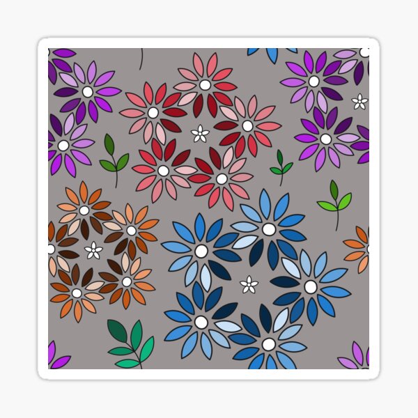 "Multicolor floral Pattern with grey background " Sticker for Sale by ...