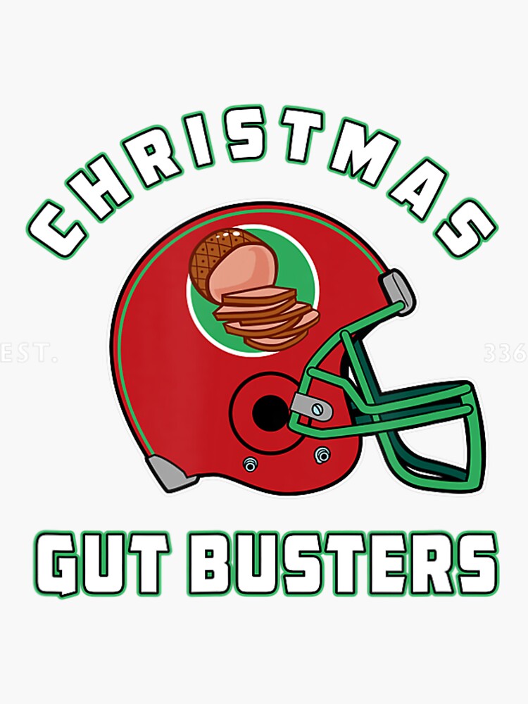"Christmas Ham Dinner Football Helmet Gut Busters Team" Sticker for ...