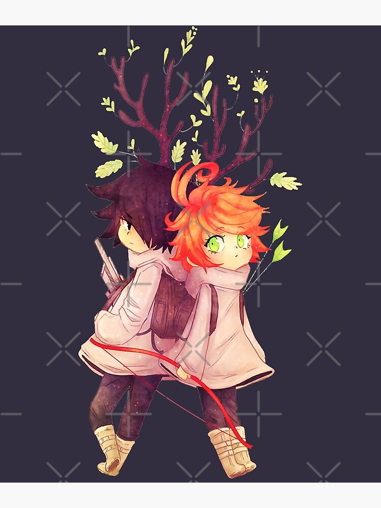 Poster « Dépasser les jeunes évadés de l'orphelinat The Promised Neverland Emma et Ray Retro ...