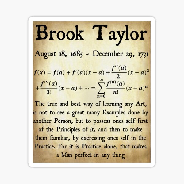 Pegatina «Brook Taylor Matemático Cálculo Matemática Cita Diseño ...