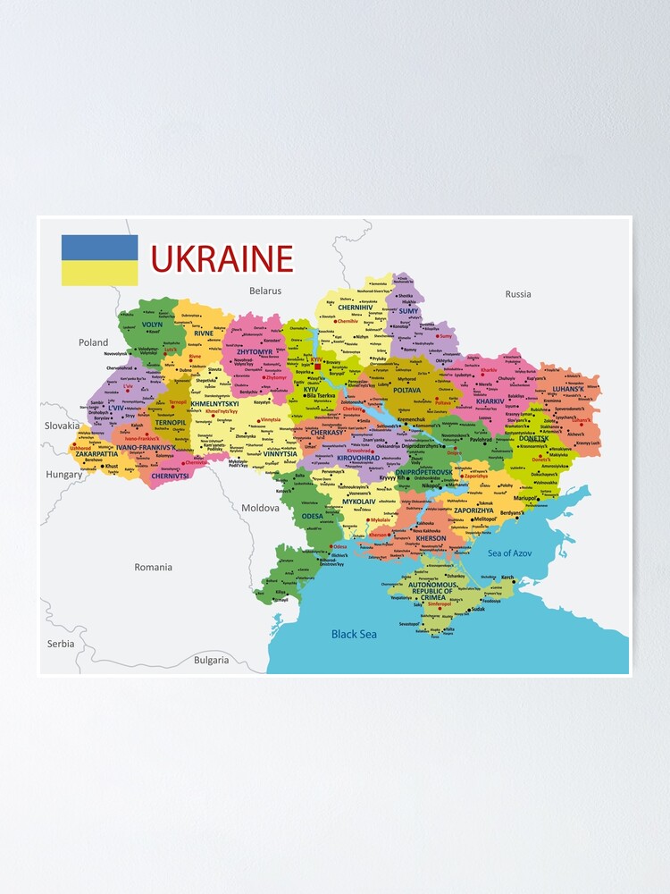 "Administrative map of Ukraine" Poster for Sale by alijun | Redbubble