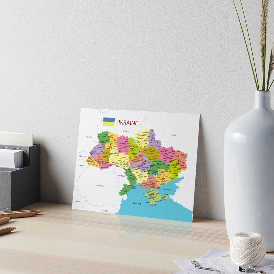 "Administrative map of Ukraine" Photographic Print for Sale by alijun ...