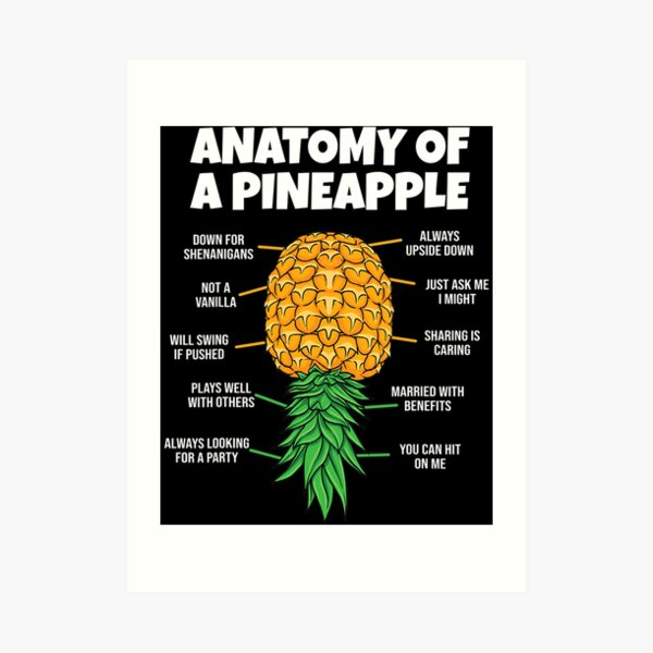 "Anatomy Of A Pineapple Swinger Funny Upside Down Pineapple" Art Print for Sale by anystep5191 ...