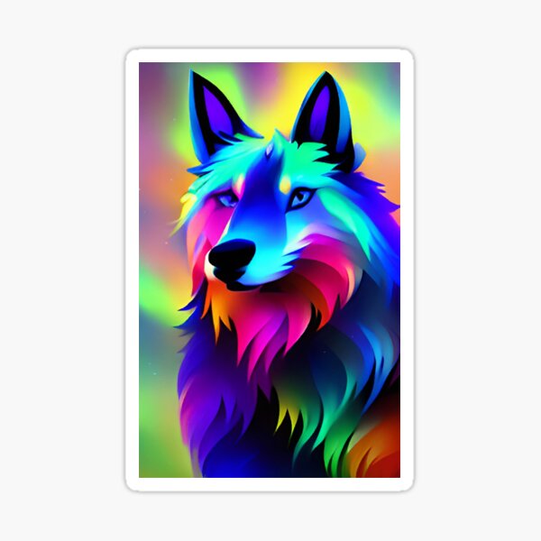 "Wolf Aurora." Sticker for Sale by Art-Vibrations | Redbubble